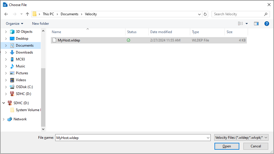 Velocity: Deploy Profile Using Scan to Config