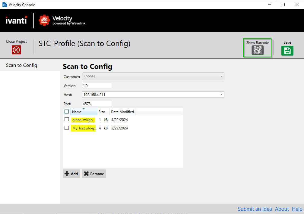 Velocity: Deploy Profile Using Scan to Config