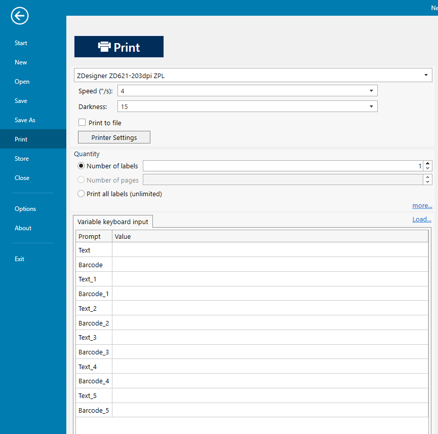ZebraDesigner 3 Professional Edition Variable Keyboard Input Sequence