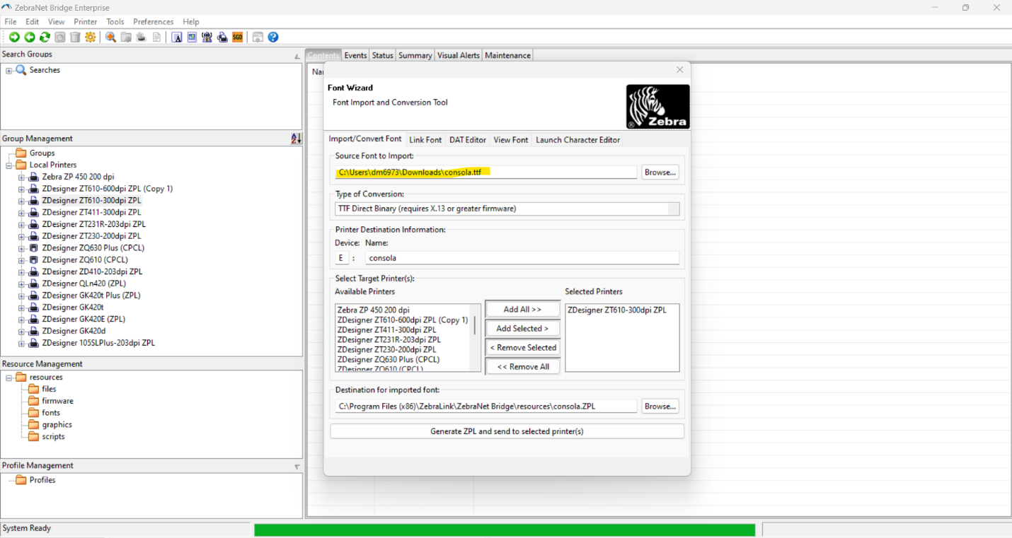 Load Font on Printer to Use Within ZebraDesigner 3