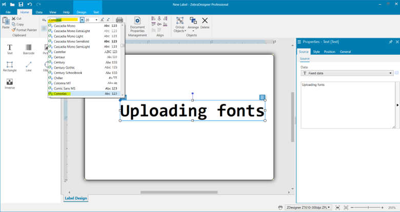 Load Font on Printer to Use Within ZebraDesigner 3