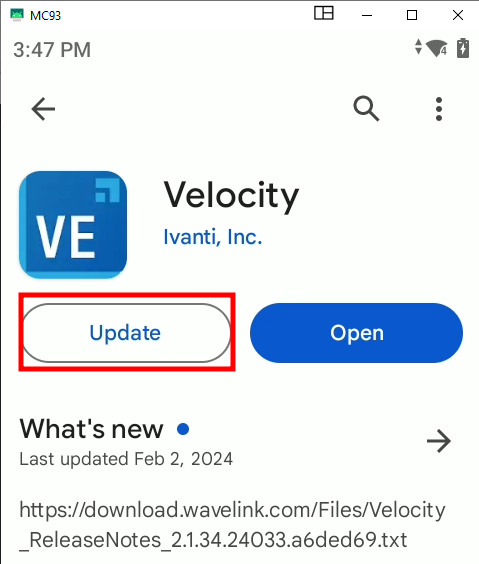 MS Intune: MC93 Velocity App Version Upgrade