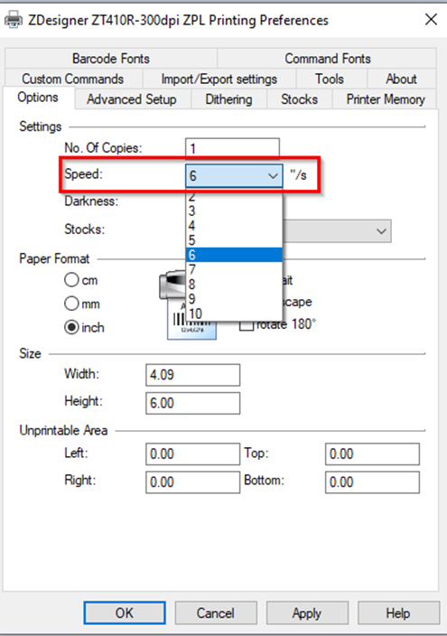 Setting Darkness and Speed with ZDesigner Driver V5