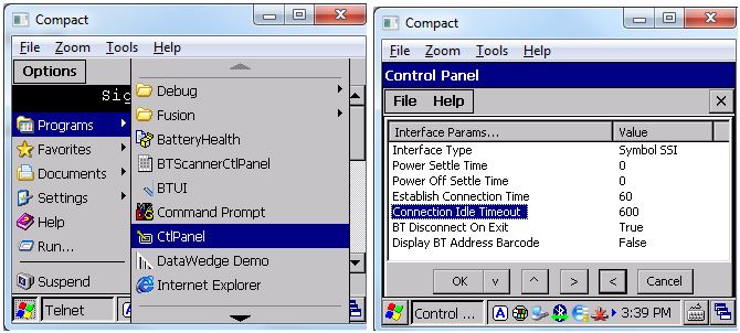 Configure Bluetooth Scanner Connection Idle Timeout on CE