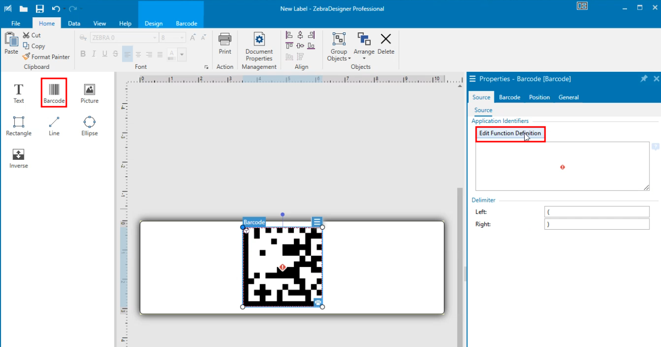 ZebraDesigner 3: GS1-Barcode Maken