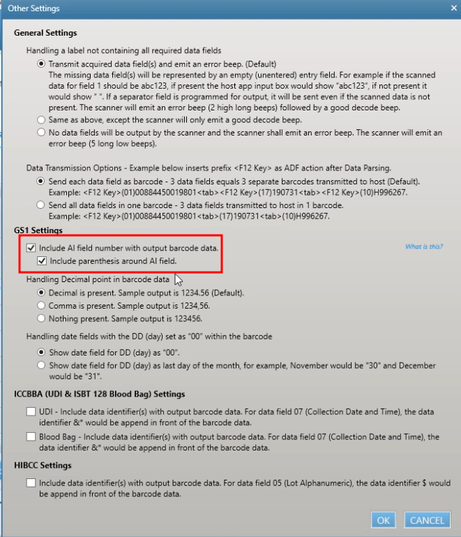 123Scan: UDI oder GS1 oder Blood Pack Parsing Test