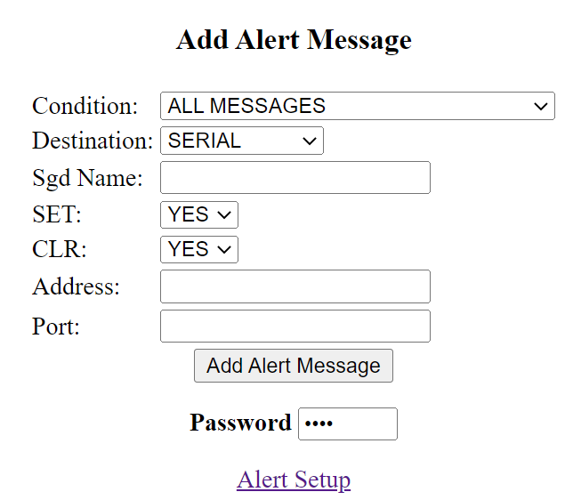 Set Alarms via Serial Port