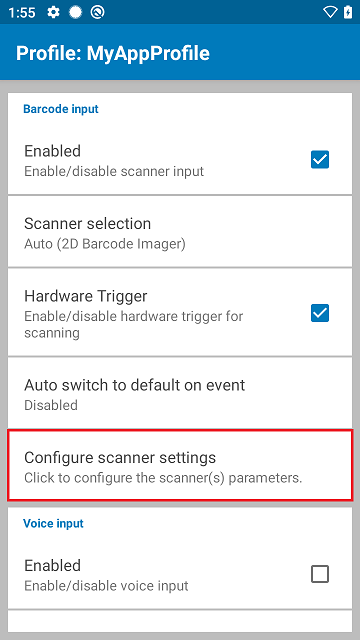 DataWedge: Global Scanner Configuration
