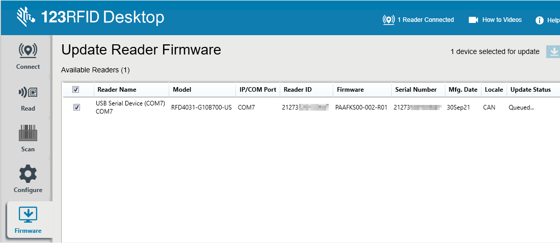 Обновление прошивки RFD40 с помощью 123RFID Desktop
