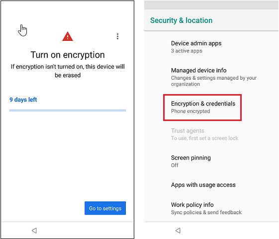 Microsoft Intune: Getting "Turn On Encryption" Message Despite Device is Encrypted