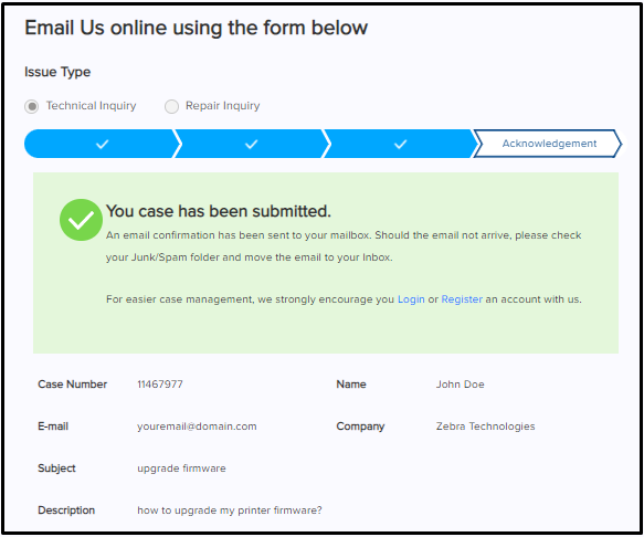 Site Guide: Create Case Online Submission Form