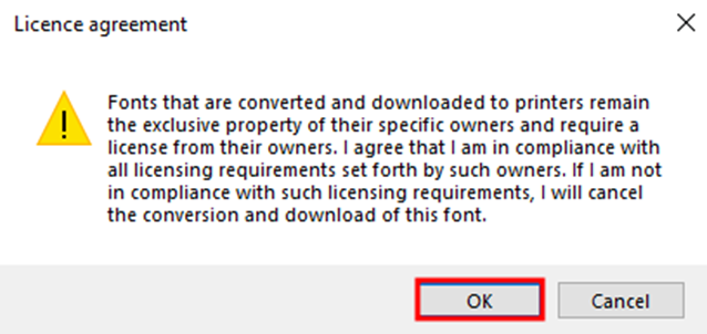Zdesigner V8을 통해 Windows 글꼴을 프린터로 다운로드