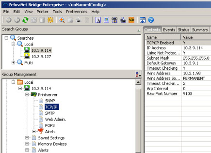 Descubra y configure los ajustes de TCP/IP mediante ZebraNet Bridge