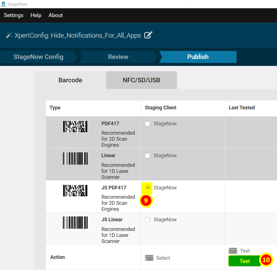 Nascondi notifiche per tutte le app che utilizzano StageNow