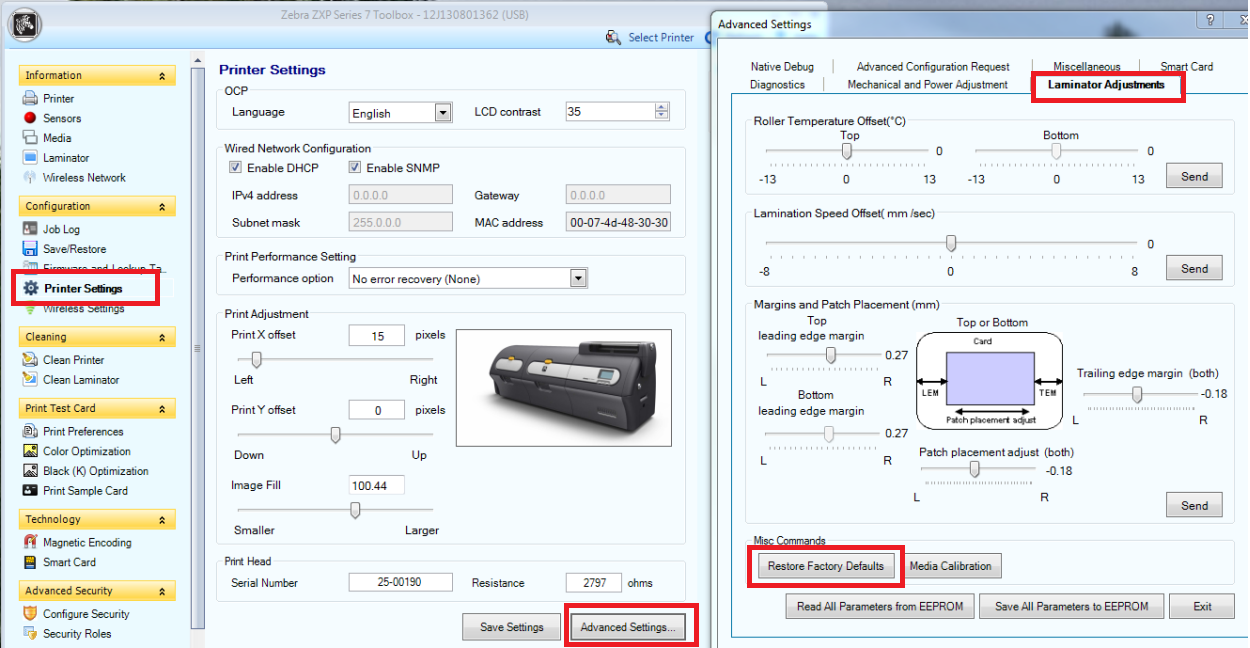 Zebra ZXP Series 7 Laminate Offset