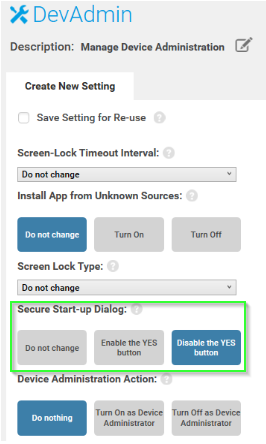 StageNow: Disable the Secure Start-up Option to Require PIN on Boot