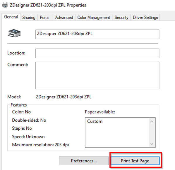 ZDesigner Driver V8 또는 V10을 사용하여 명암 및 속도 설정