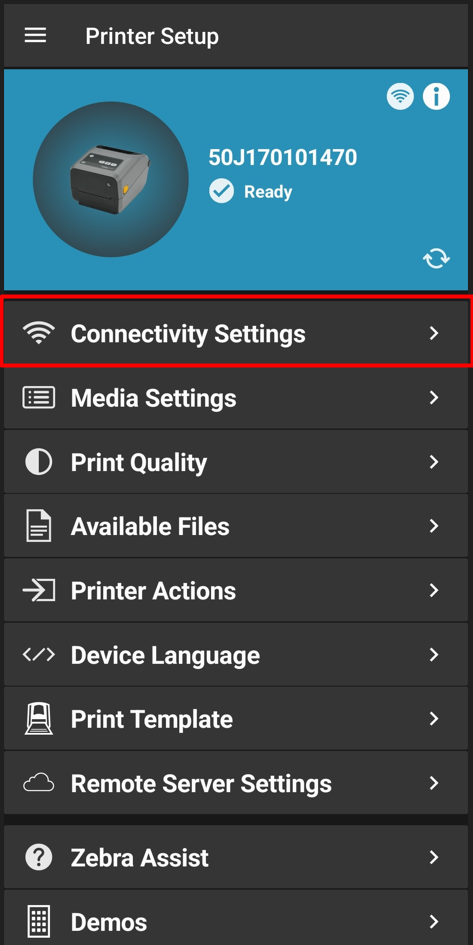 Wireless Configuration Using Zebra Printer Setup Utilitiy App