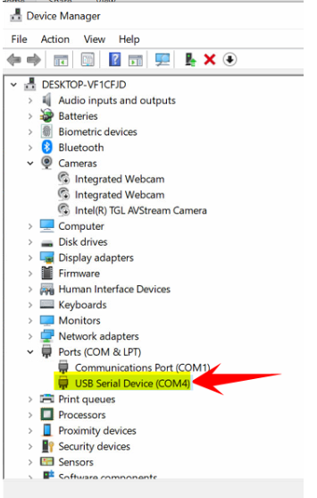 ET80 ET85 : Affichage du port COM virtuel associé au scanner interne ...
