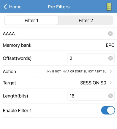 Using the Pre-Filter on 123RFID/iPhone