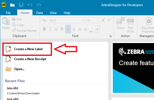 Zebradesigner 3개발자를 사용하여 원시 Zpl 코딩에서 테스트 라벨 생성