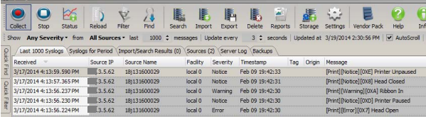 Capture de Syslog pour une imprimante compatible Link-OS