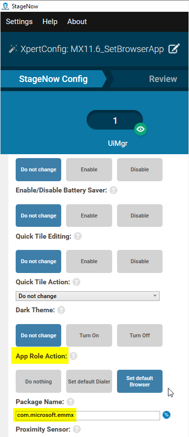 Set Default Browser Application Using StageNow