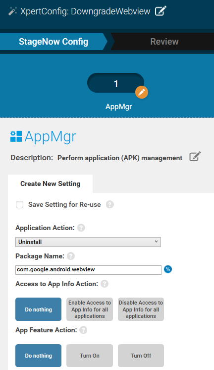 Downgrade Android Webview via Stagenow