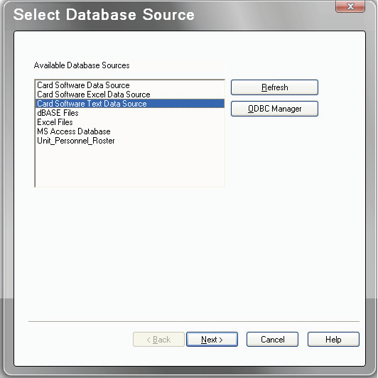 CardStudio 텍스트 파일(*.asc, *.csv, *tab 또는 *.txt) 데이터베이스에 직접 연결
