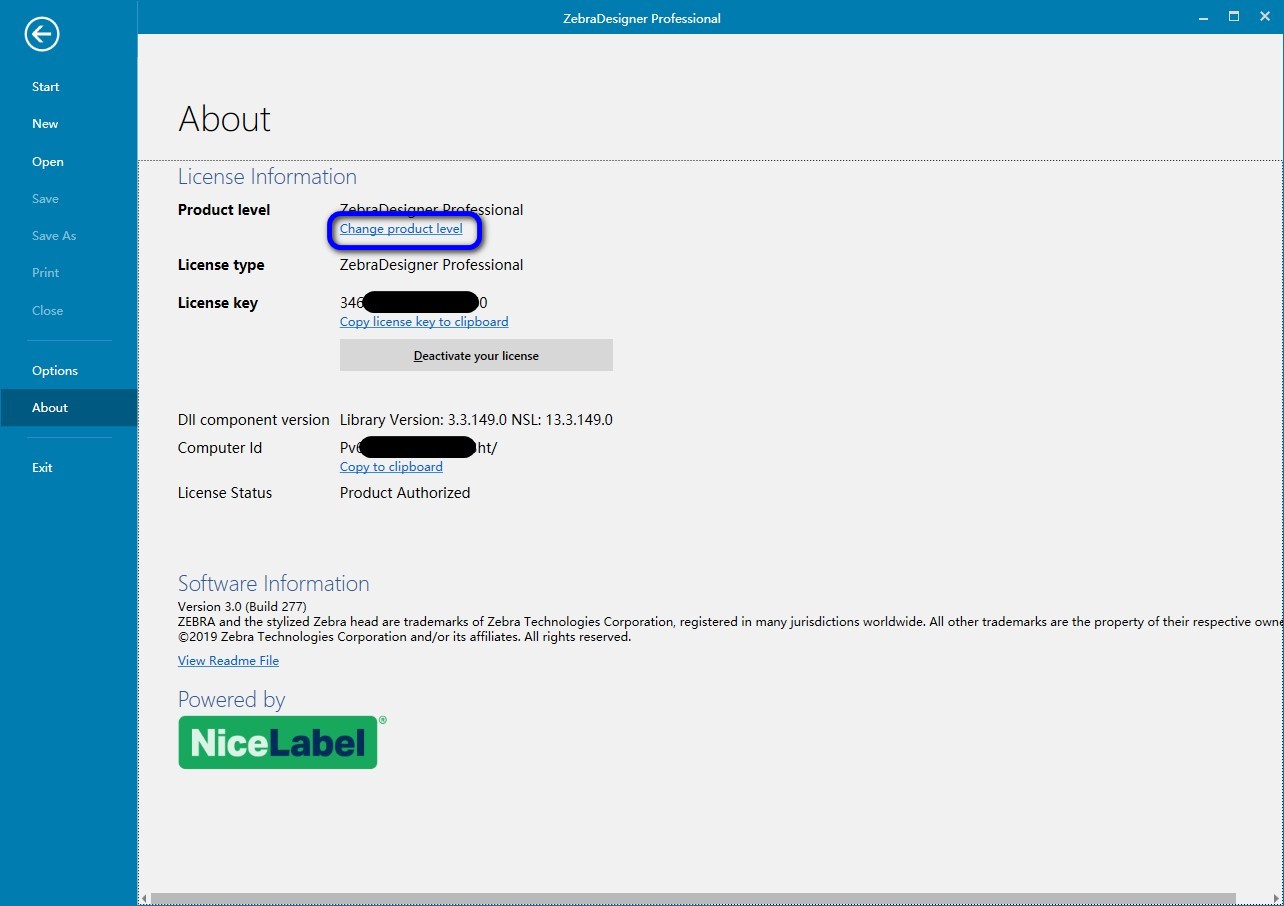 How to Change ZebraDesigner v3 Product Version?