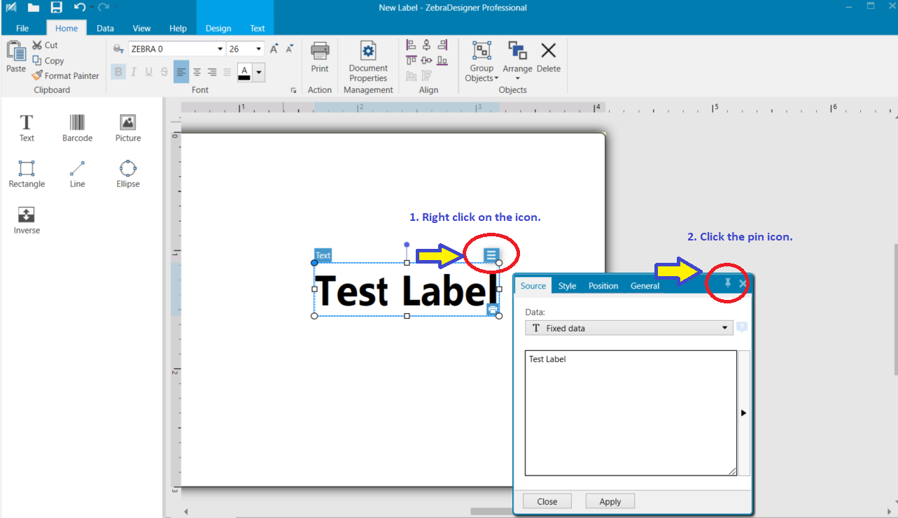 Zebradesigner 3 Properties Box Is Missing In The Window