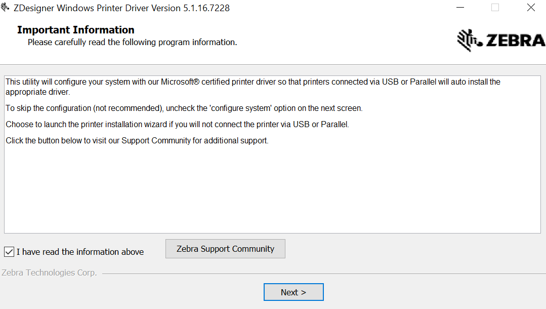 Instale a impressora Zebra usando o driver v5