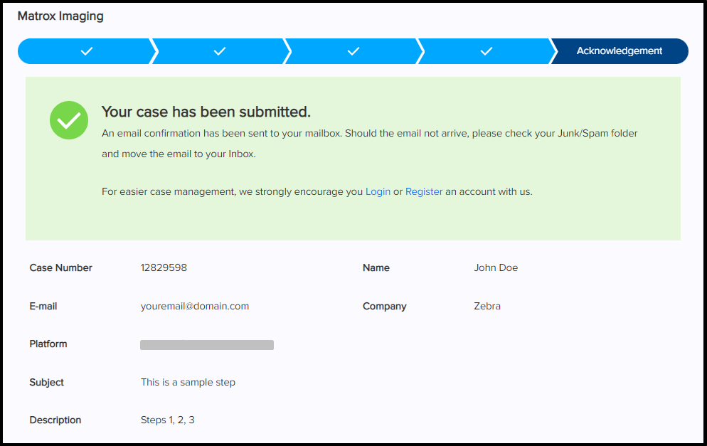 Site Guide: Create Case Online Submission Form