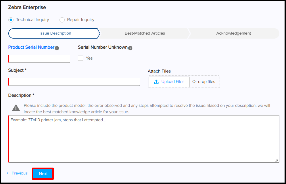 Site Guide: Create Case Online Submission Form