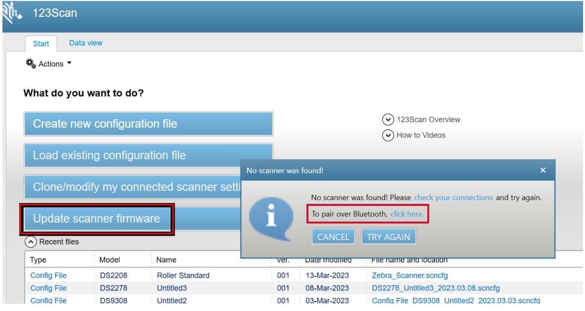 Oplossing voor DS2278/DS3678/DS8178/LI4278/CS6080-apparaat maakt geen ...