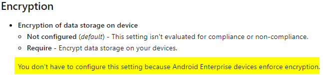 Microsoft Intune: Getting "Turn On Encryption" Message Despite Device is Encrypted