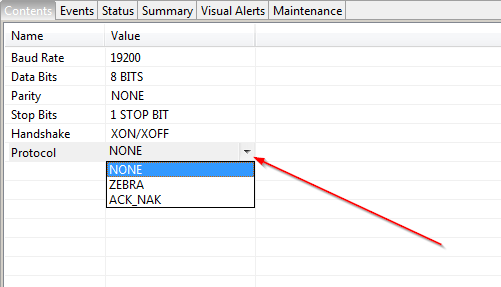 Configuration des paramètres du port série (ZebraNet Bridge Enterprise)