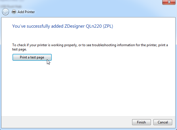 Zebra 프린터용 Windows 7 Bluetooth 설정