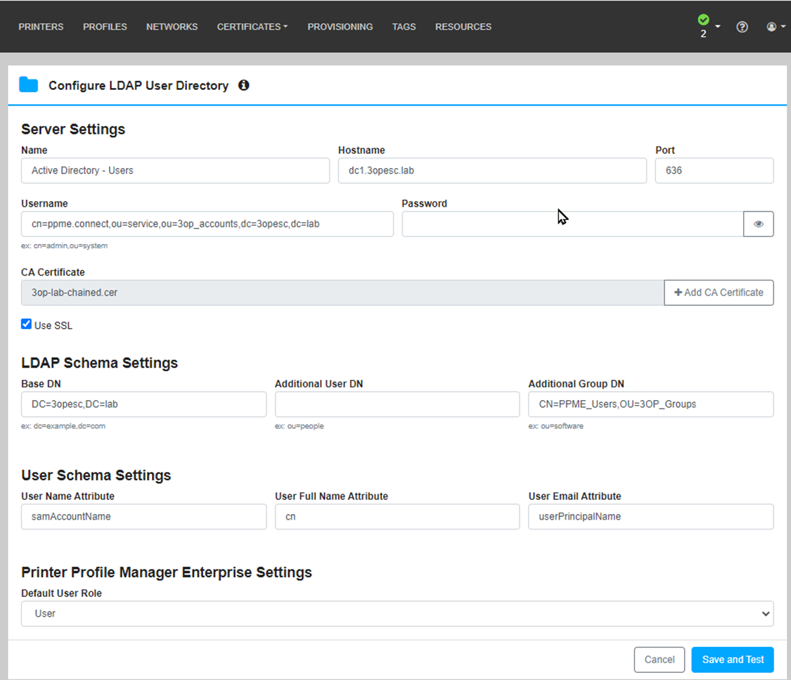 Limit Active Directory Users with Access to Printer Profile Manager Enterprise (PPME)