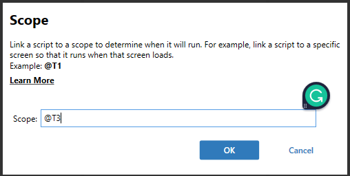 Velocity: Apply Script on a Specific Screen