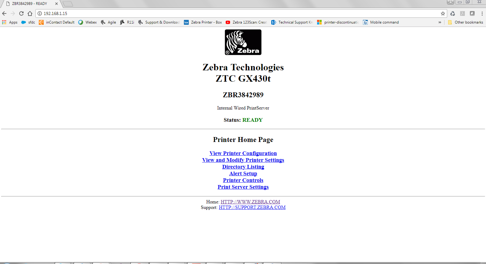 네트워크 연결 없이 Zebra 프린터 유선이더넷 Ip 구성