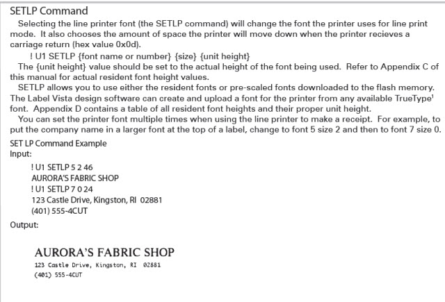 Setting The Default Font Selection For Zebra Mobile Printers In Line Mode