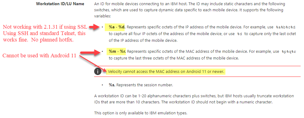 Velocity: 5250/3270 Workstation-ID/LU-Name Wildcard-Variablen, die mit ...