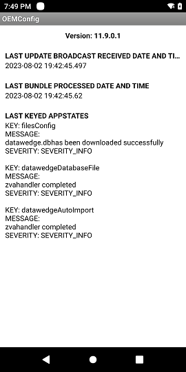 Android 13 で DataWedge.db をダウンロードして適用するために MX を搭載したZebra OEMConfig を使用