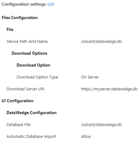 Android 13 で DataWedge.db をダウンロードして適用するために MX を搭載したZebra OEMConfig を使用