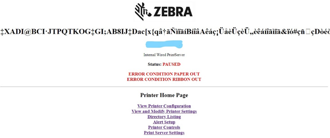 Stampante ZT420: quando si accede alla GUI Web vengono visualizzati ...