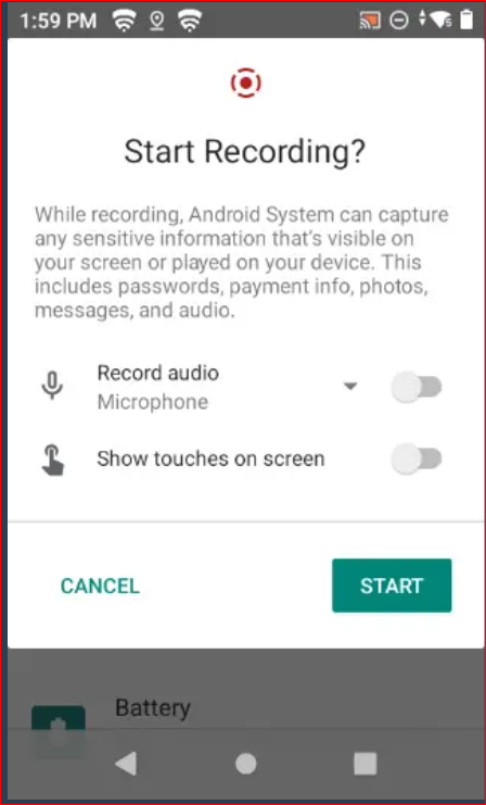 Screen Recording on Android 11