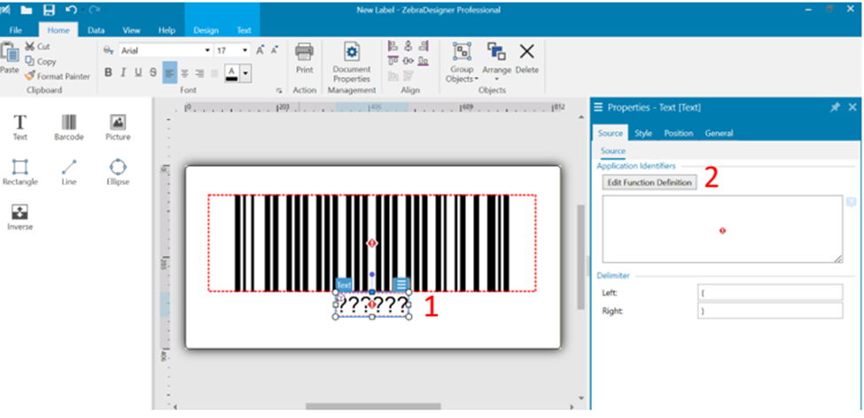 Zebra Designer 3'te GS1-128 Kodu Oluşturma