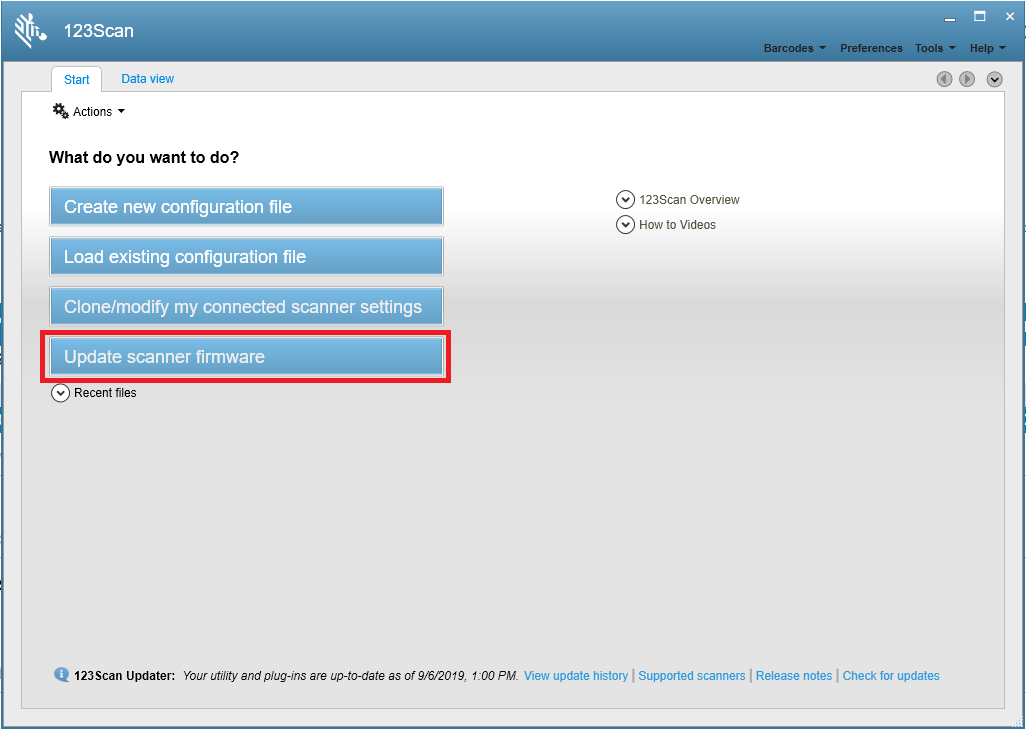 Using The Zebra 123scan Utility For Windows To Update Scanner Firmware