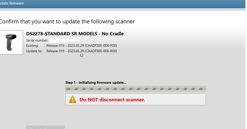 Actualización del firmware del escáner Zebra mediante la utilidad 123Scan emparejada a través de ...